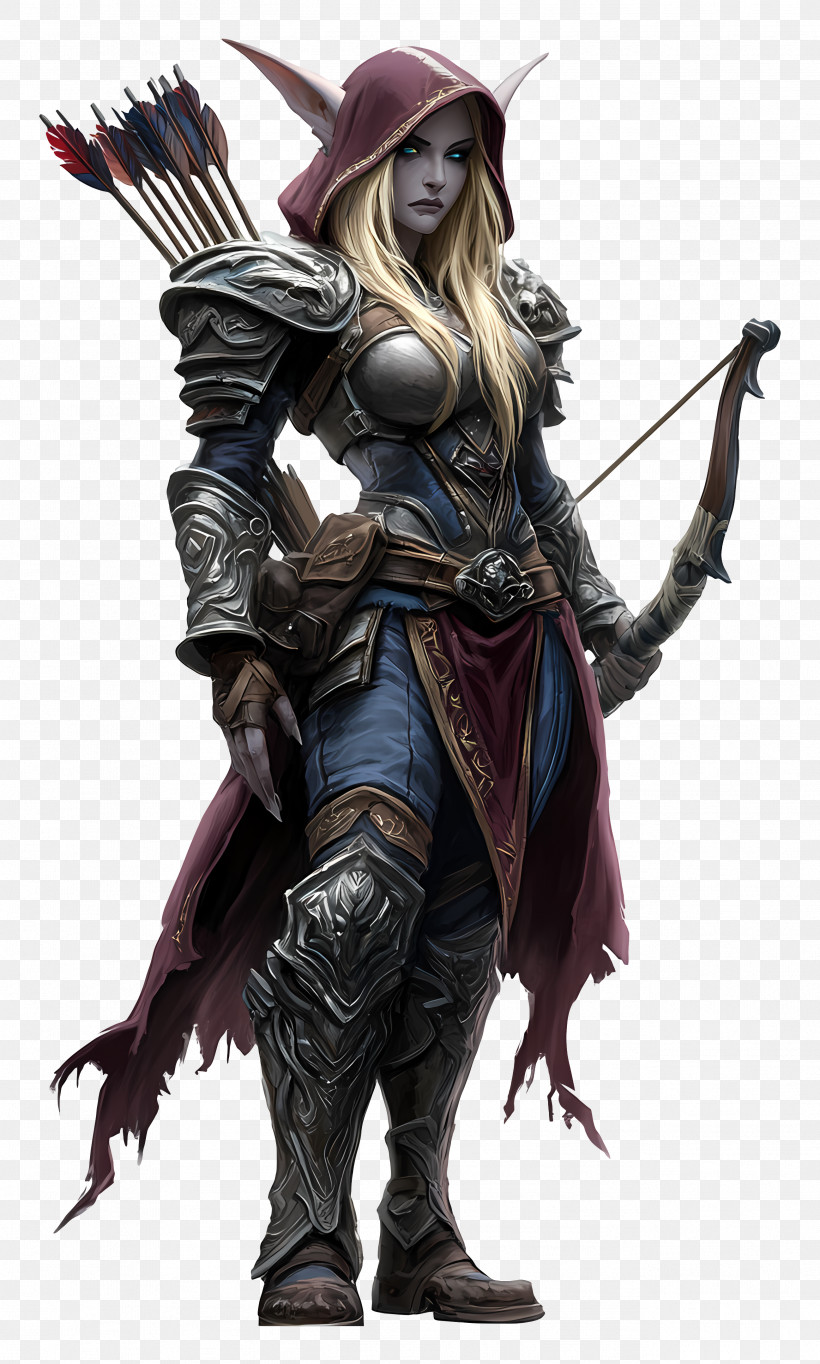Sylvanas Windrunner - Elf Archer With Bow And Arrows, PNG, 2596x4320px ...