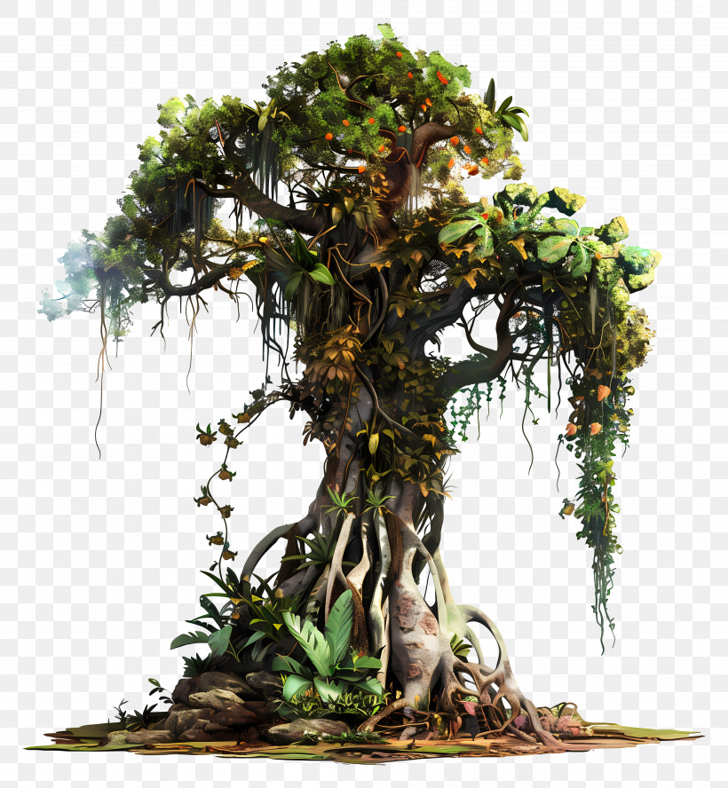 Jungle Tree - Ancient Tree Illustration, PNG, 3996x4332px, Jungle Tree ...