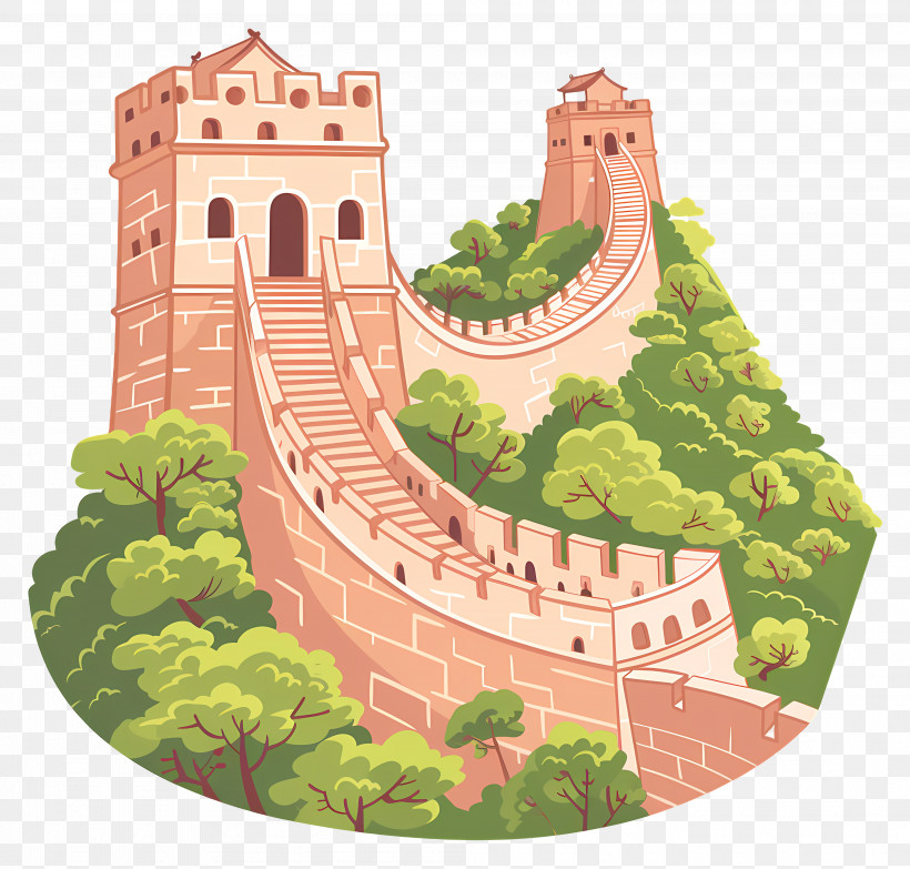 Great Wall Of China - Cartoon Illustration Of The Great Wall Of China ...