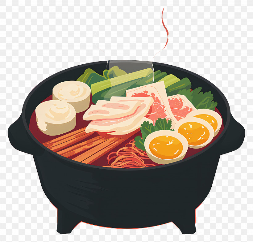 Cartoon Hot Pot - Steaming Hot Pot With Ingredients, PNG, 4076x3888px ...