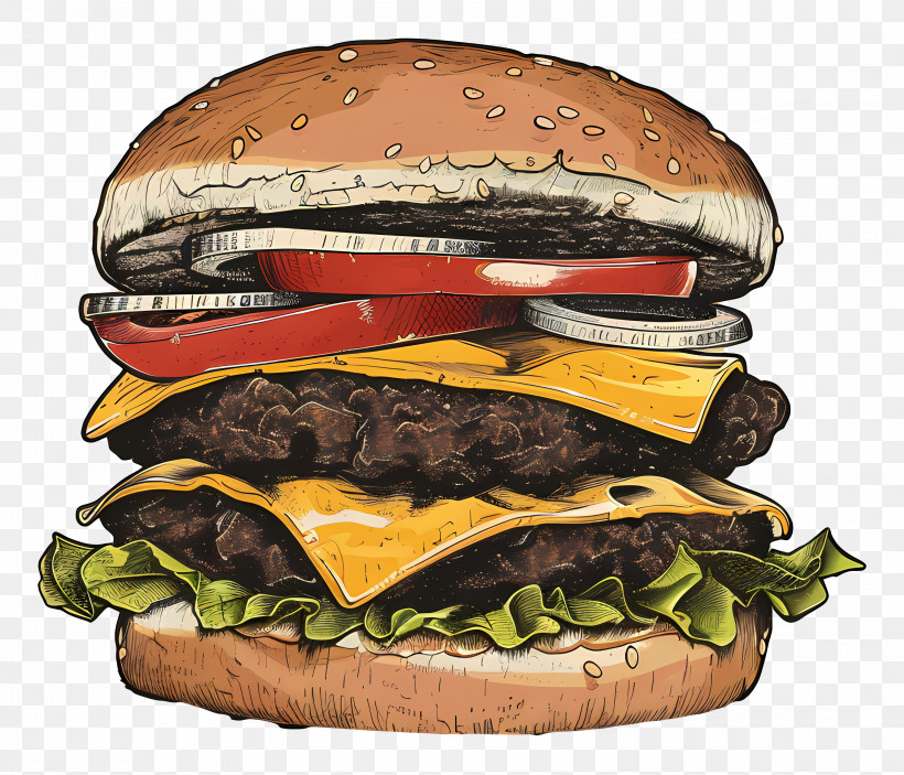 Animated Burger - Delicious Double Cheeseburger Illustration, PNG ...