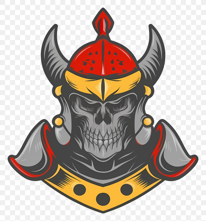Cartoon - Ornamental Warrior Skull Design, PNG, 3380x3640px, Cartoon ...