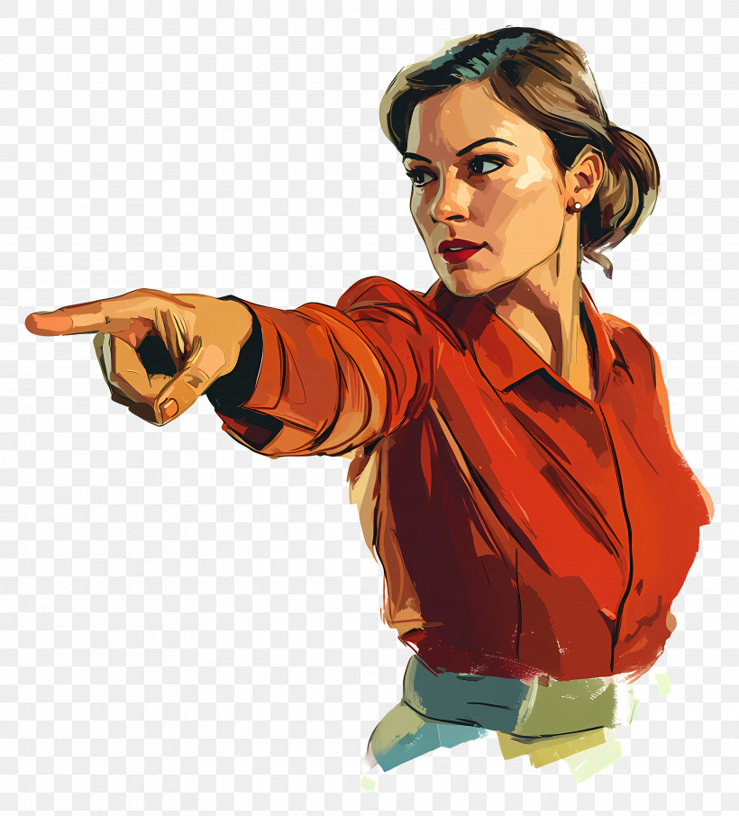 Woman Pointing At Something - Assertive Woman Pointing Forward, PNG ...
