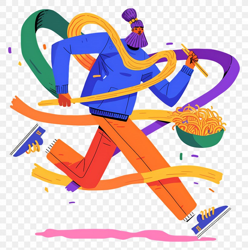 Man Holding Noodles - Running Noodle Man With Chopsticks, PNG ...