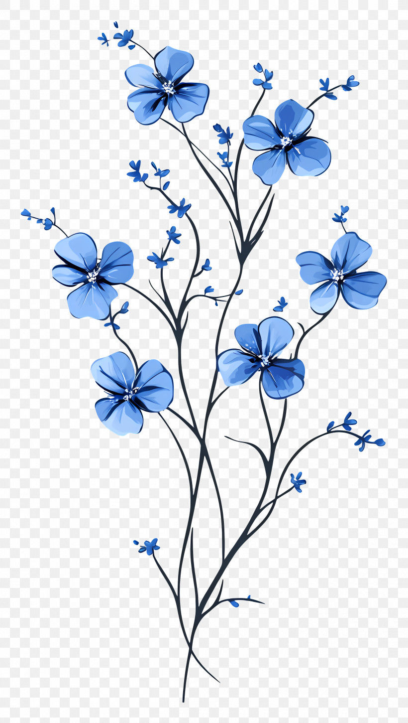 Blue Flower - Blue Flowers With Stems, PNG, 2400x4248px, Blue Flower ...