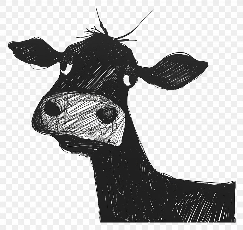 Cow - Black Cow Sketch Drawing, PNG, 3888x3680px, Cow, Art, Black Cow ...