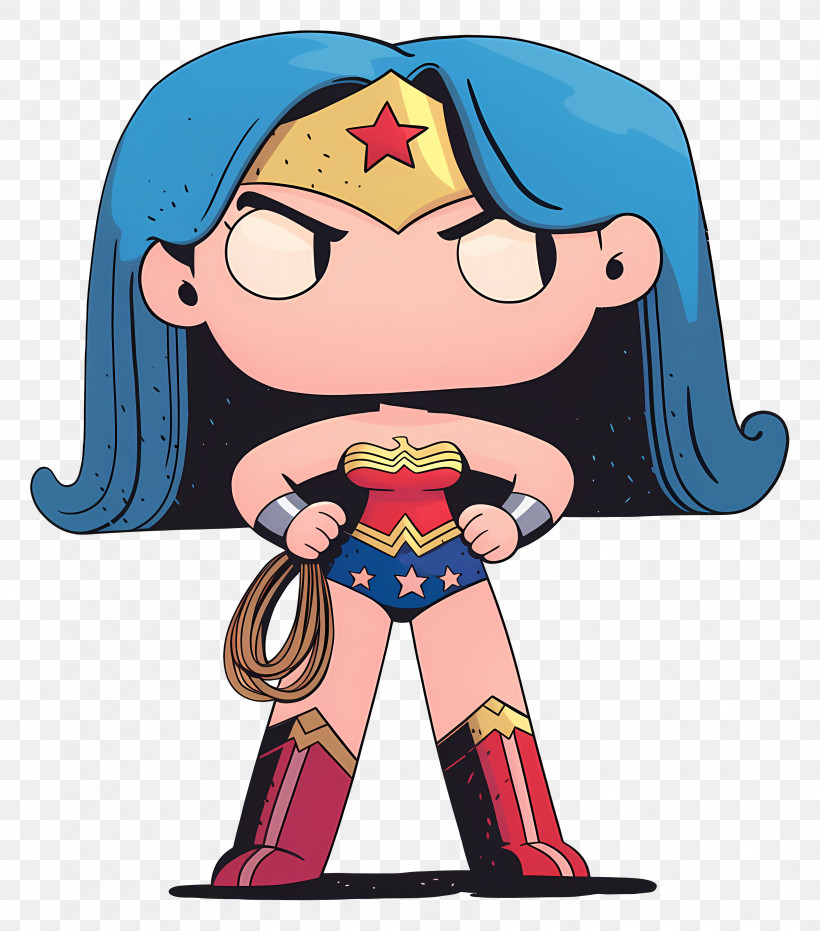 Kawaii Wonder Woman - Cartoon Superhero With Lasso, PNG, 3344x3800px ...