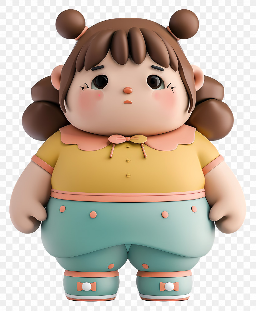 Fat Girl - Chubby Girl With Pigtails Cartoon Character, PNG ...