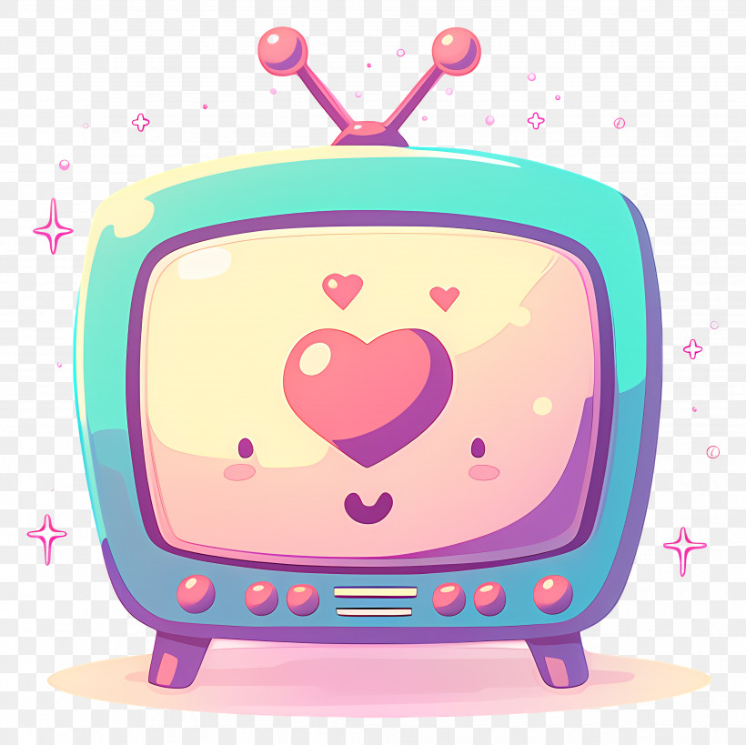World Television Day - Cute Cartoon TV With Hearts, PNG, 3468x3464px ...