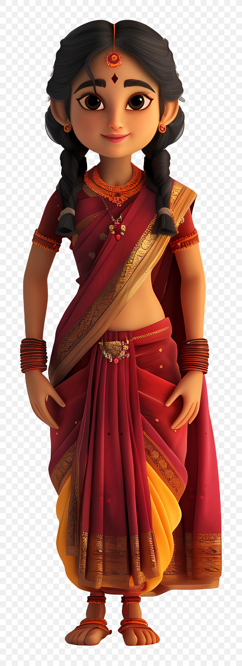 Indian Woman Cartoon - Woman In Traditional Indian Saree, PNG ...