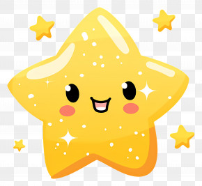 Kawaii Star - Cute Yellow Smiling Star Illustration PNG