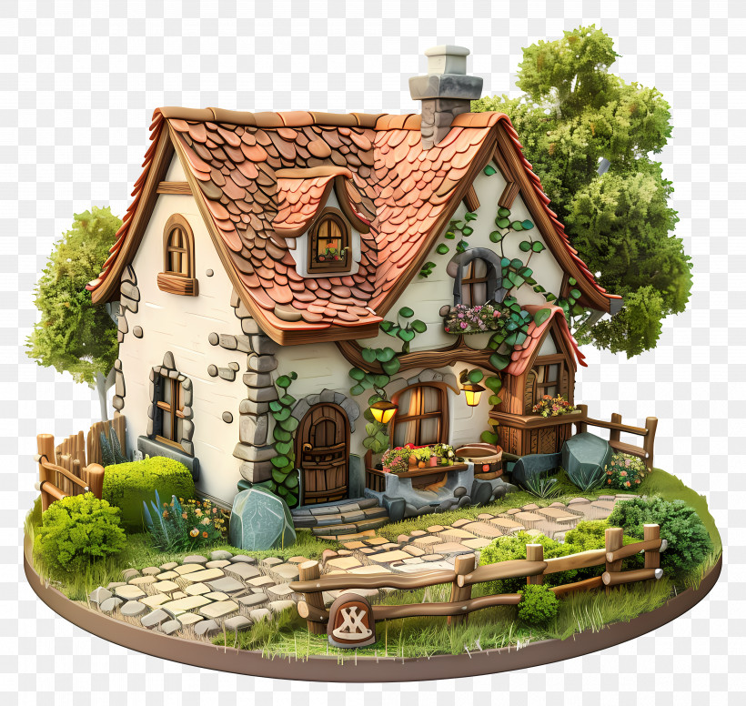 3d House - Charming Detailed Cottage House, PNG, 4004x3792px, 3d House ...