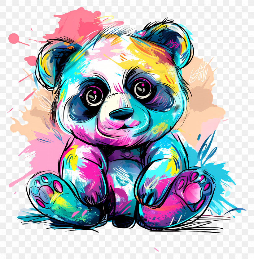 Panda - Multicolored Artistic Panda In Pop Art Style, PNG, 4188x4284px ...