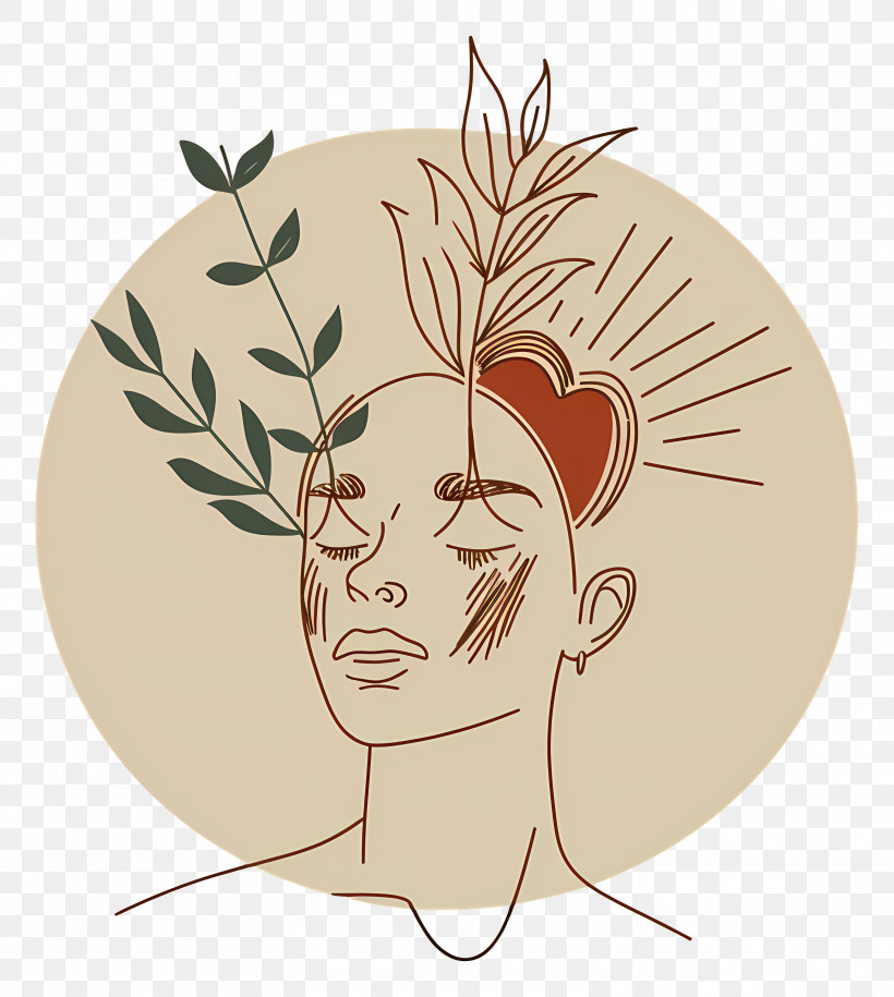 Woman Face - Abstract Face With Plants Illustration, PNG, 3132x3496px ...