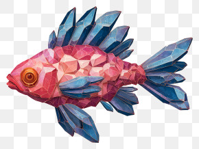 Gem Stone Fish - Geometric Colorful Fish PNG