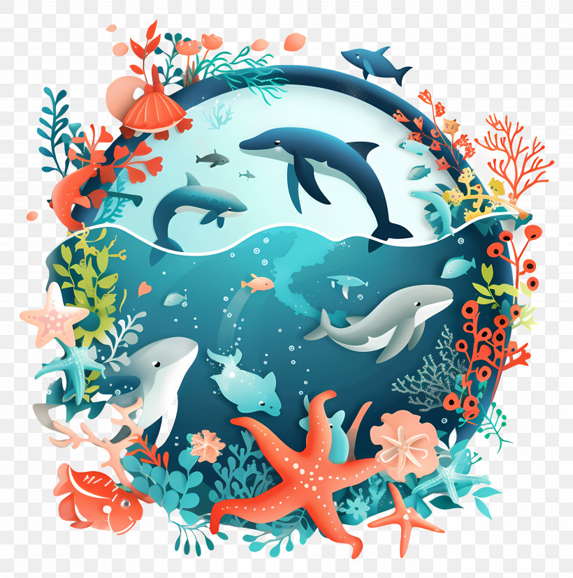 World Oceans Day - Underwater Marine Life, PNG, 3720x3760px, World ...