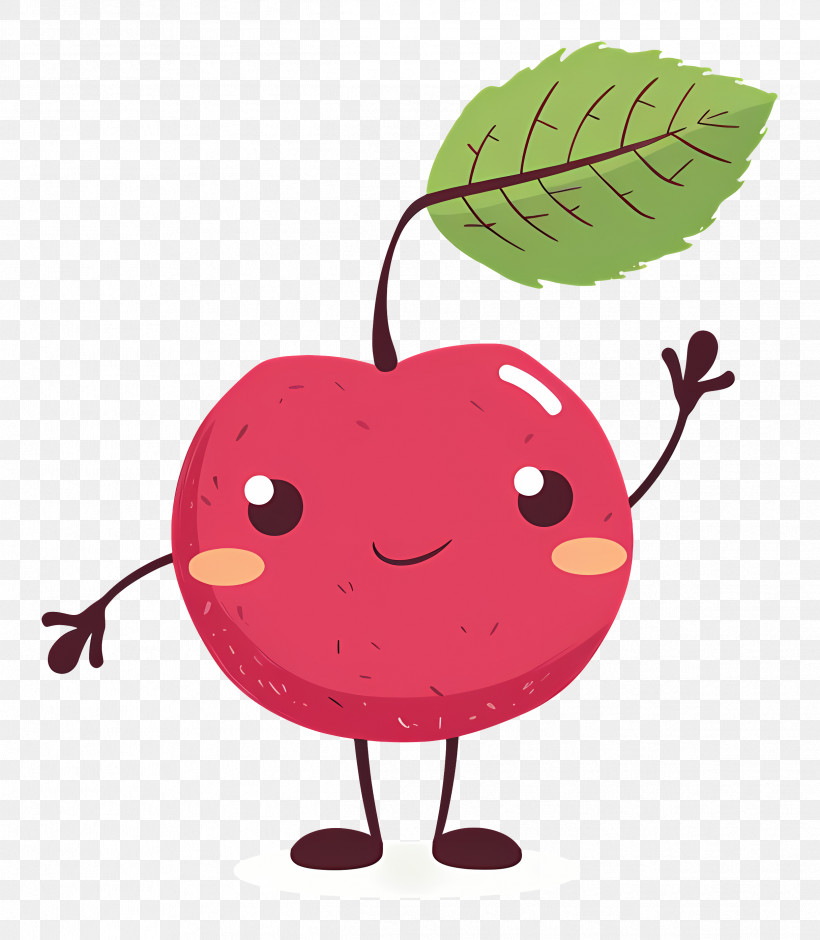 Cute Cherry - Cute Cherry Character Waving Cartoon Style, PNG ...