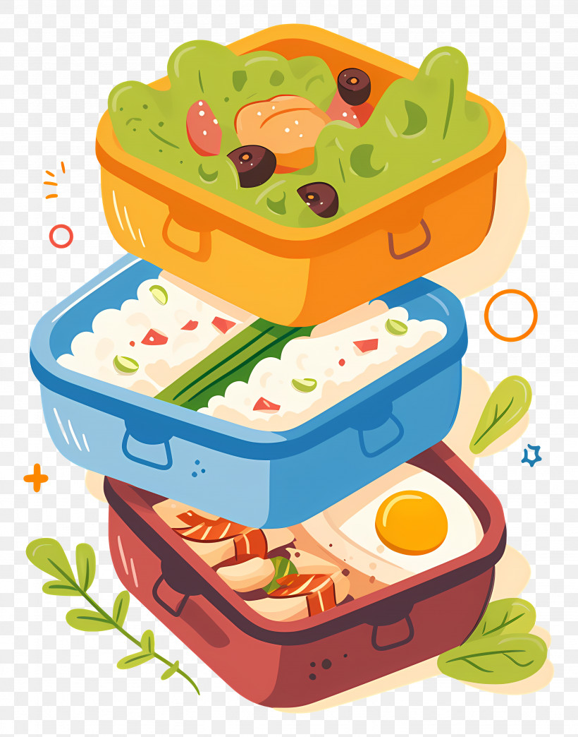 Delicious Food - Colorful Lunch Boxes With Healthy Meals, PNG ...