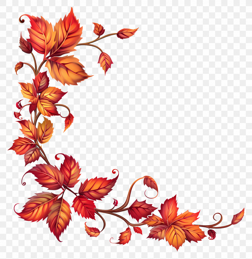 Fall Leaf Border - Decorative Corner Frame With Autumn Leaves, PNG ...