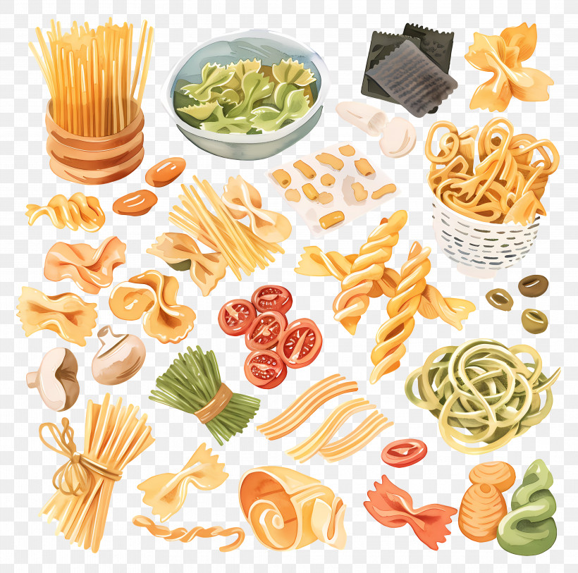 Pasta - Assorted Pasta Watercolor Art, PNG, 4248x4212px, Pasta ...