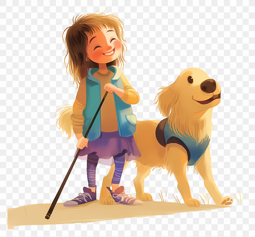 Blind Girl - Girl With Guide Dog Illustration, PNG, 4144x3848px, Blind ...