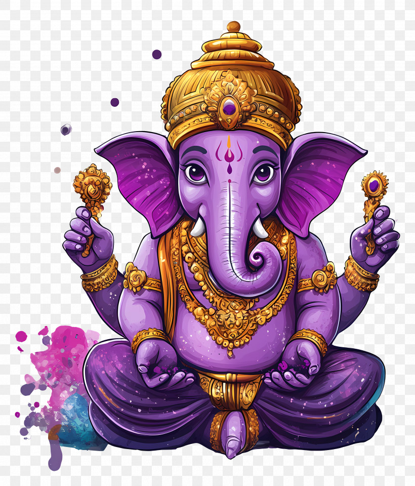 Ganesh Chaturthi - Divine Ganesha Illustration With Vibrant Colors, PNG ...