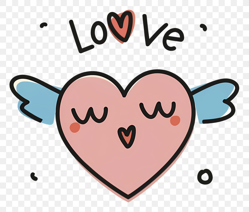 Cute Pink Heart - Cute Pink Heart With Wings Illustration, PNG ...