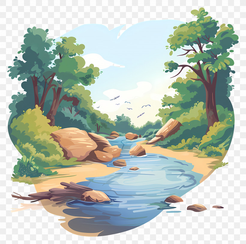 River Landscape Background - Scenic Nature Landscape With Flowing River ...