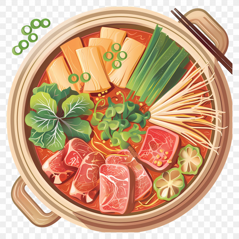 Cartoon Hot Pot - Hot Pot With Fresh Ingredients, PNG, 4336x4336px ...