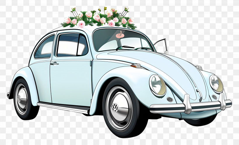 Wedding Car - Blue Wedding Car With Floral Details, PNG, 4292x2620px ...
