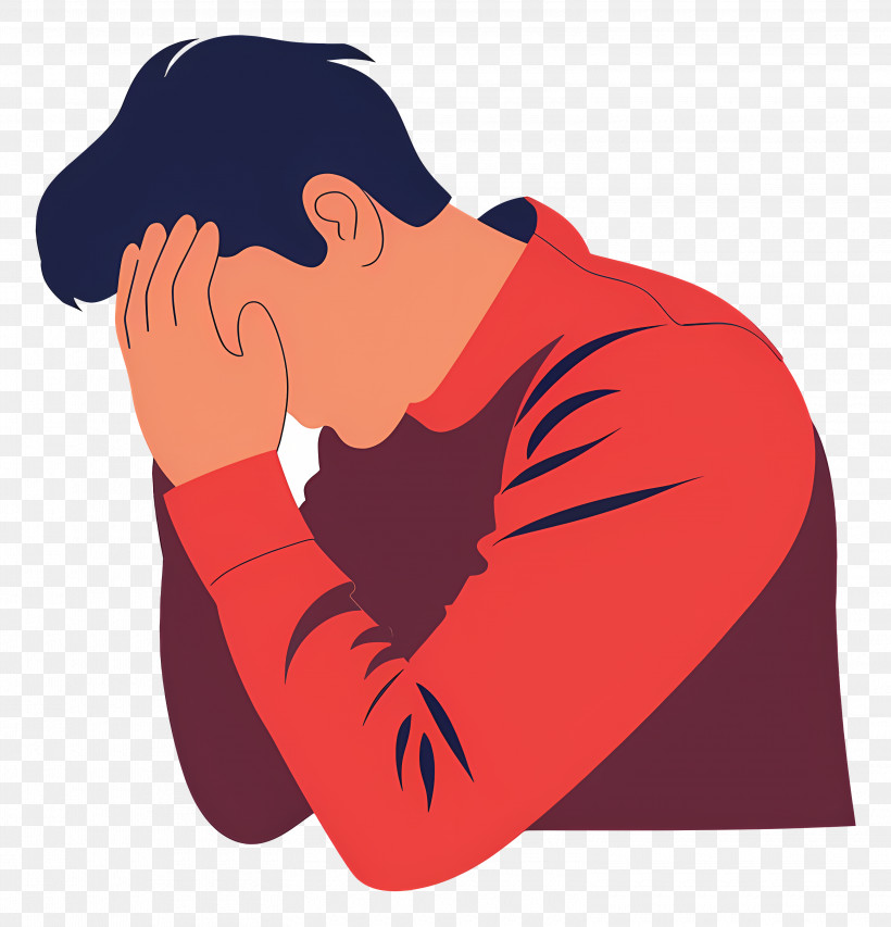 Facepalm - Illustration Of Sad Man In Red Shirt, PNG, 3140x3268px ...