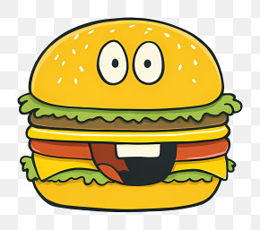 Cartoon Burger - Cartoon Burger With Funny Face PNG
