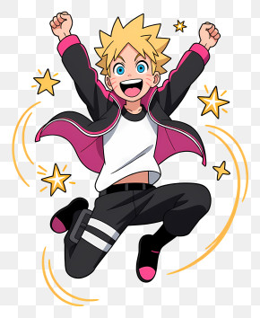 Boruto Uzumaki - Energetic Anime Boy Shout PNG