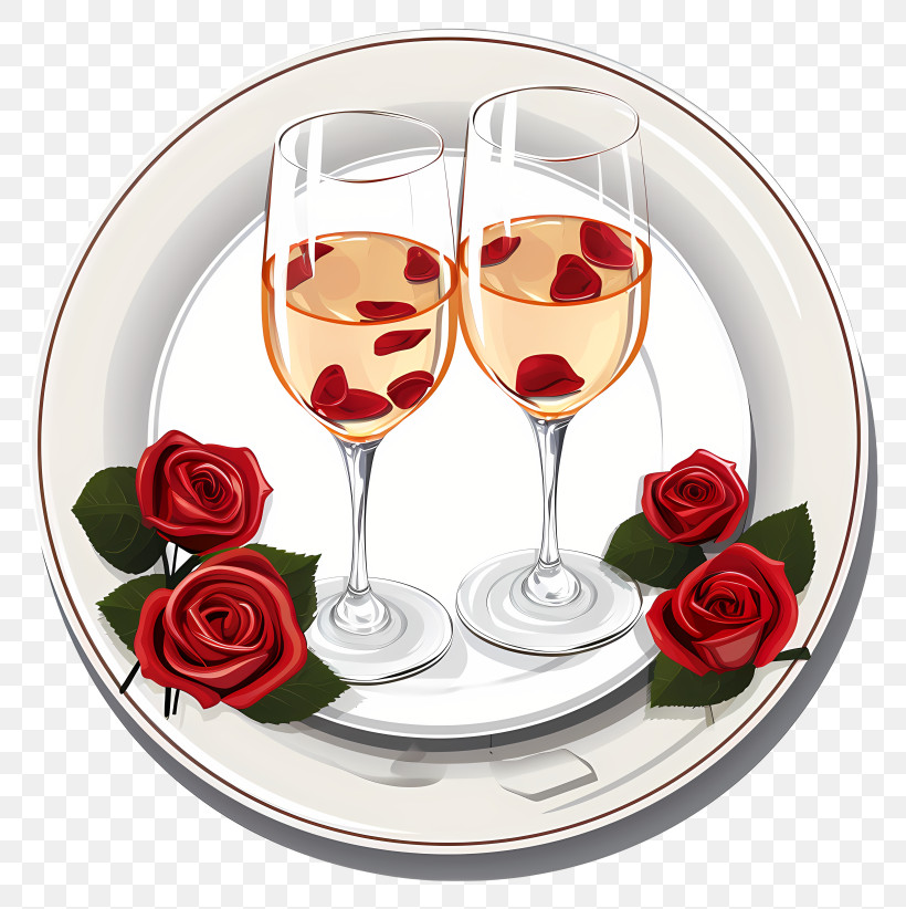 Romantic Dinner - Romantic Dinner With Wine Glasses And Roses, PNG ...