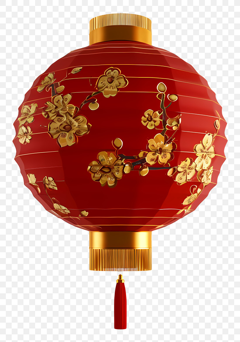 Chinese New Year - Red Chinese Paper Lantern With Golden Floral ...
