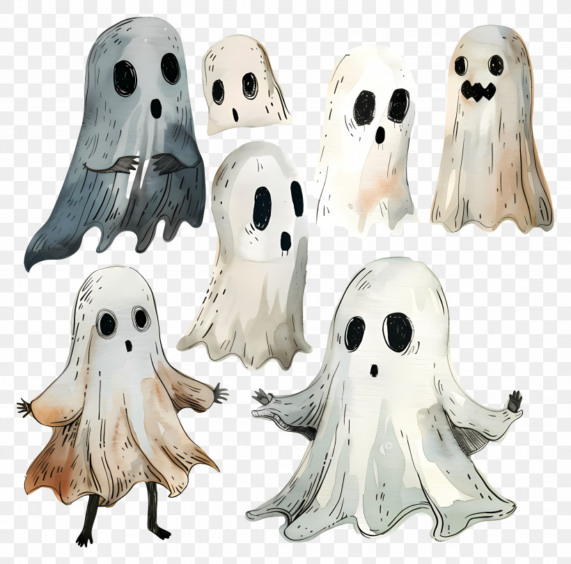 Ghosts - Cute Cartoon Ghost Illustrations, PNG, 4252x4204px, Ghosts ...