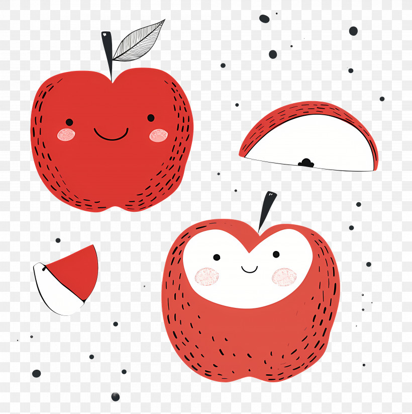 Cute Apple - Red Smiling Apples With Cute Faces, PNG, 3984x4000px, Cute ...