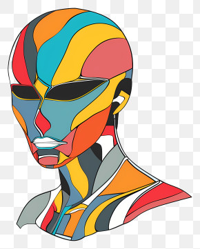 Holograms - Colorful Abstract Head Sculpture PNG