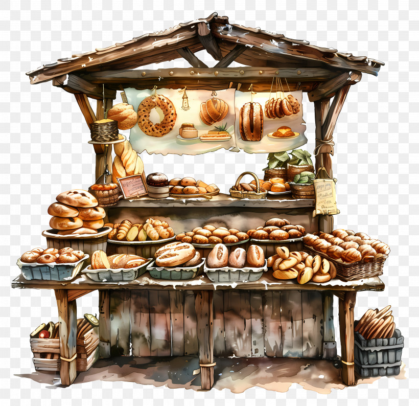 Bakery Stall - Bakery Stall With Various Breads, PNG, 4324x4192px ...
