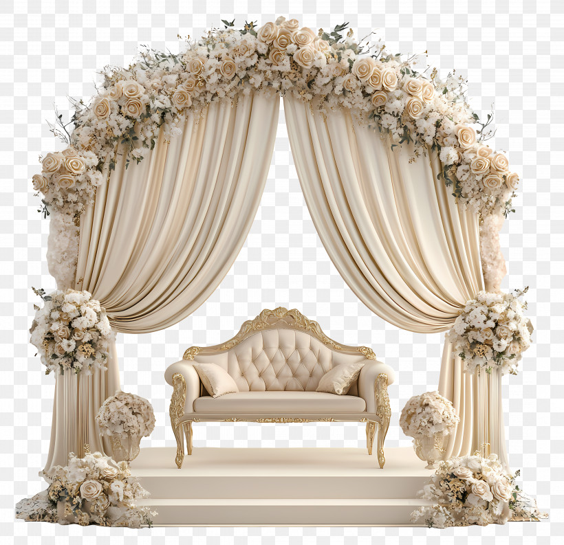 Wedding Stage - Elegant Sofa Stage With Floral Decor, PNG, 4336x4196px ...