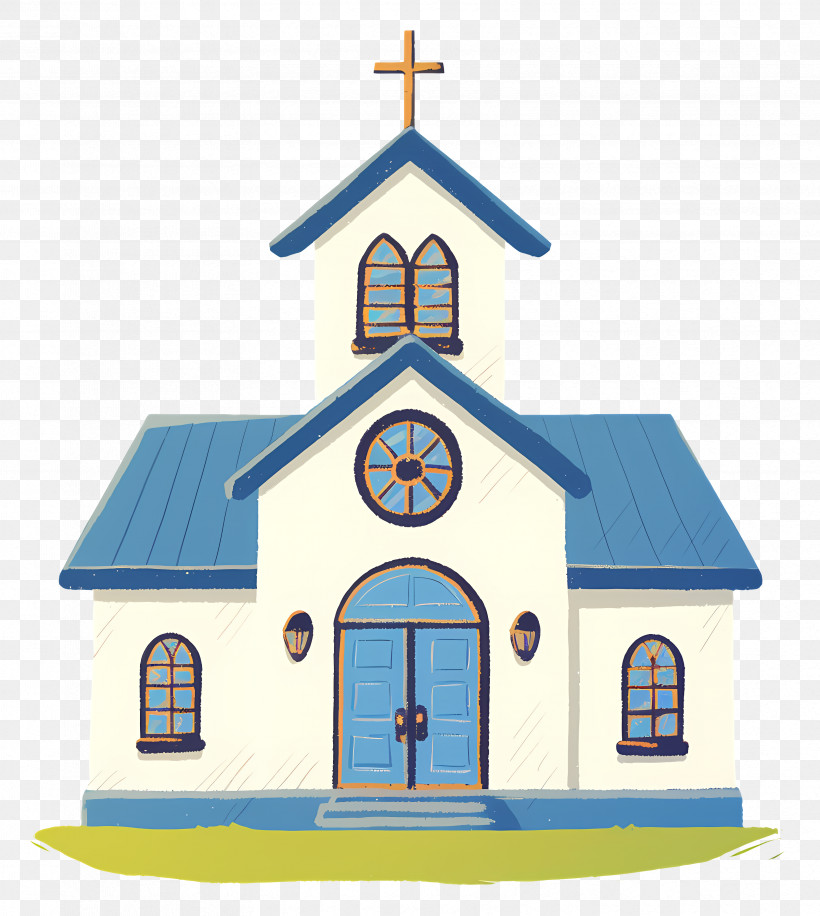 Church Building - Cartoon Church With A Cross On The Roof, PNG ...
