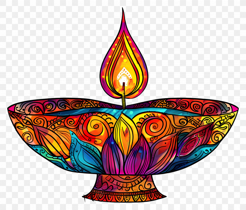Diwali Diya - Colorful Ornamental Diya Illustration For Diwali, PNG ...