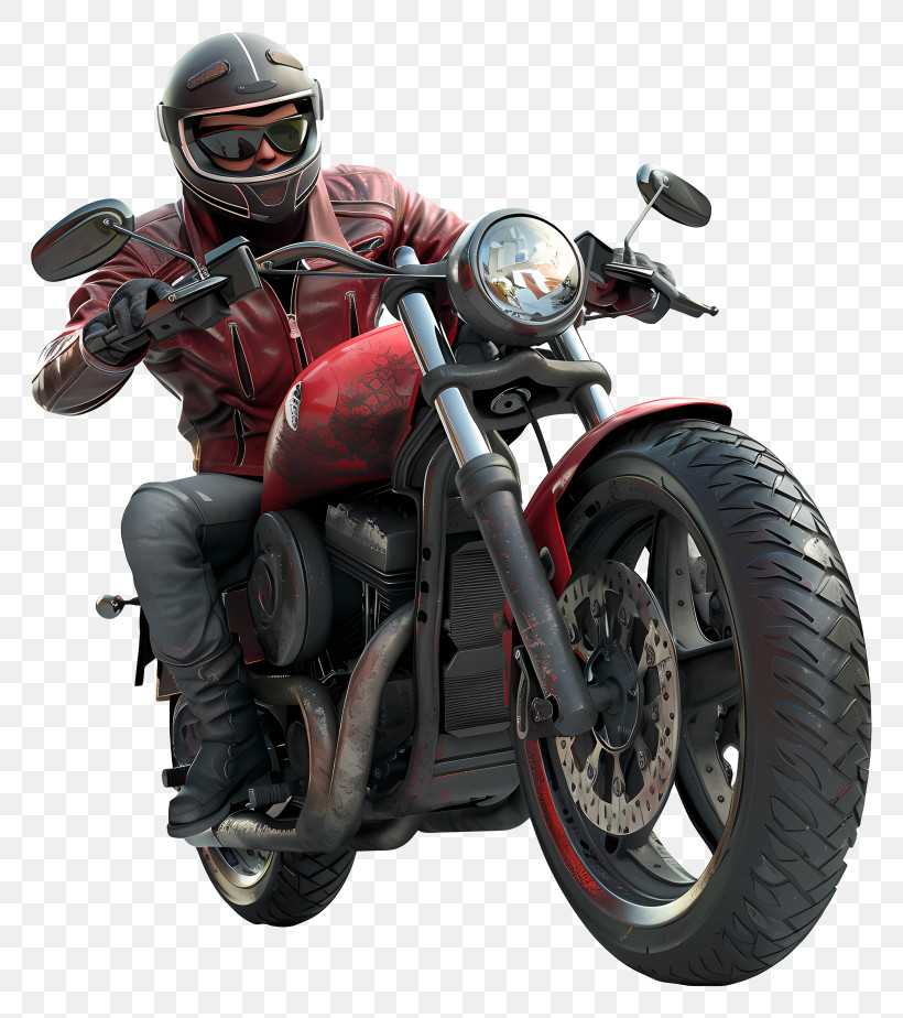 Motorcycle Rider - Motorcyclist On A Red Bike In Action, PNG ...