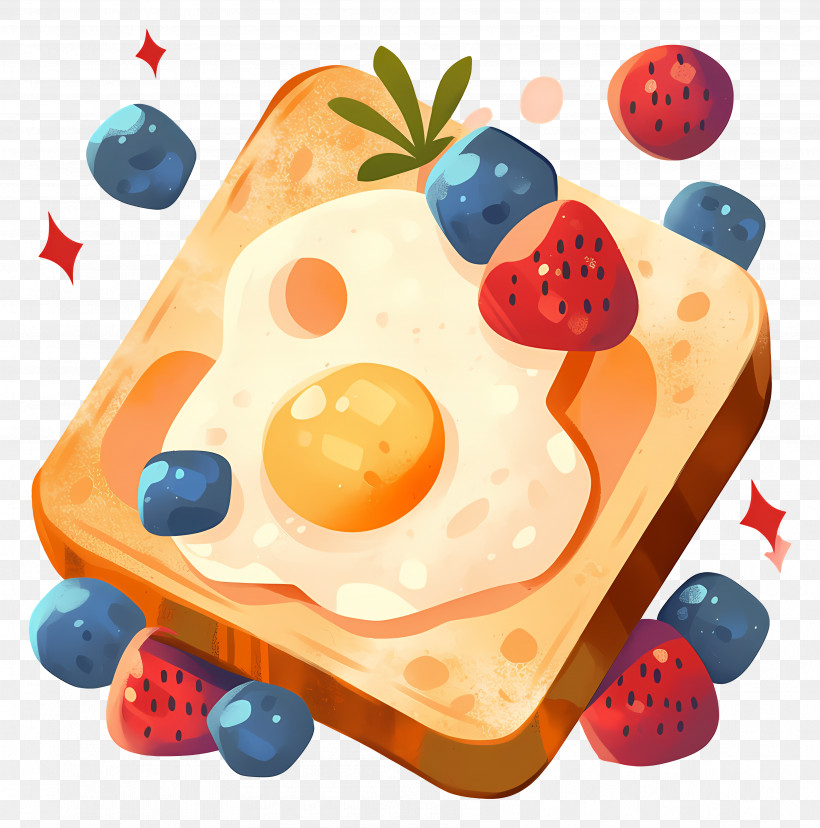 Toasts - Toast With Fried Egg And Mixed Berries, PNG, 3576x3612px ...