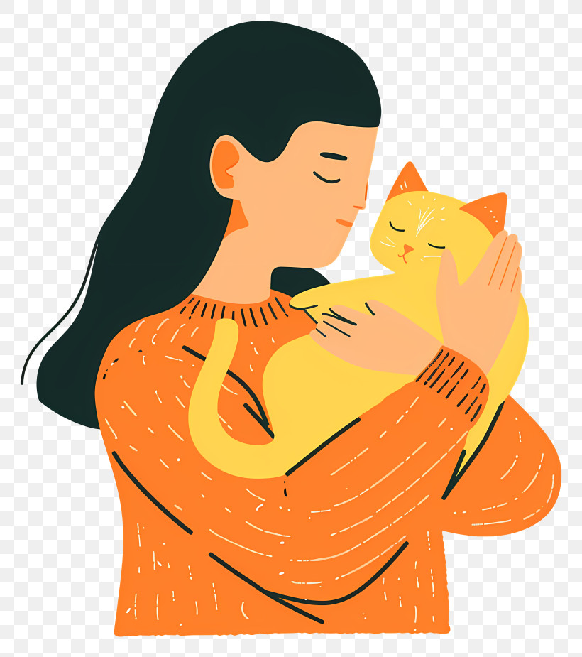 Woman Hugging Cat - Woman Hugging A Cat, PNG, 3516x3968px, Woman ...