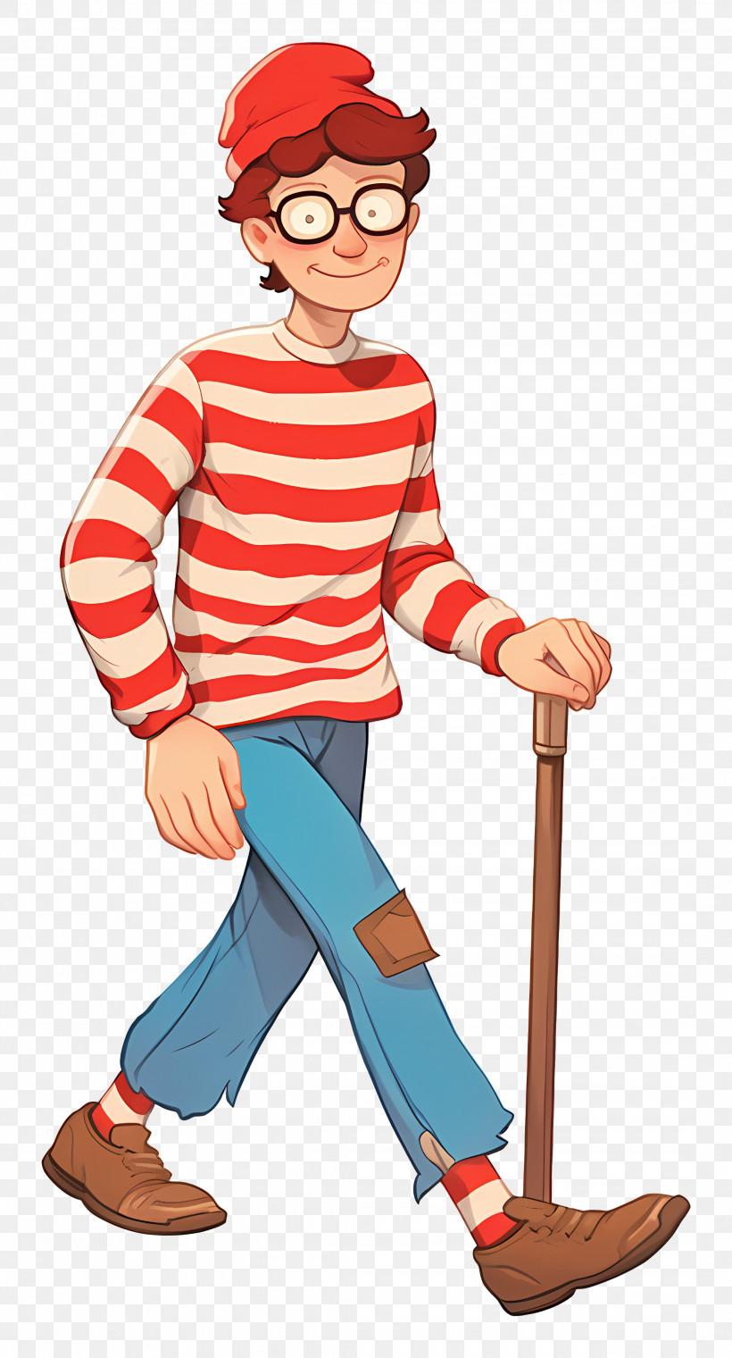 Waldo - Cartoon Man In Red And White Striped Shirt, PNG, 2160x4004px ...