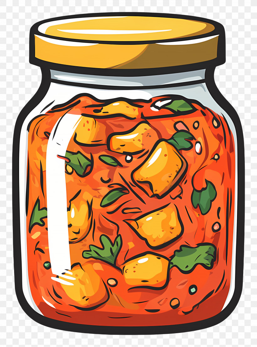 Kimchi Jar - Illustration Of Tomato And Herbs In A Jar, PNG ...