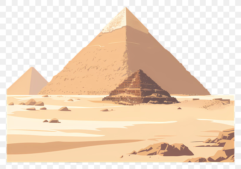 Egypt Pyramid - Egyptian Pyramids In The Desert Landscape, PNG ...