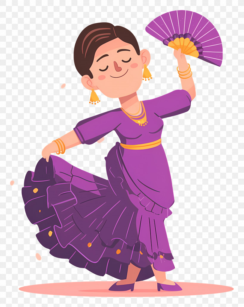 Flamenco Dancing - Elegant Dancing Woman In Purple Dress, PNG ...