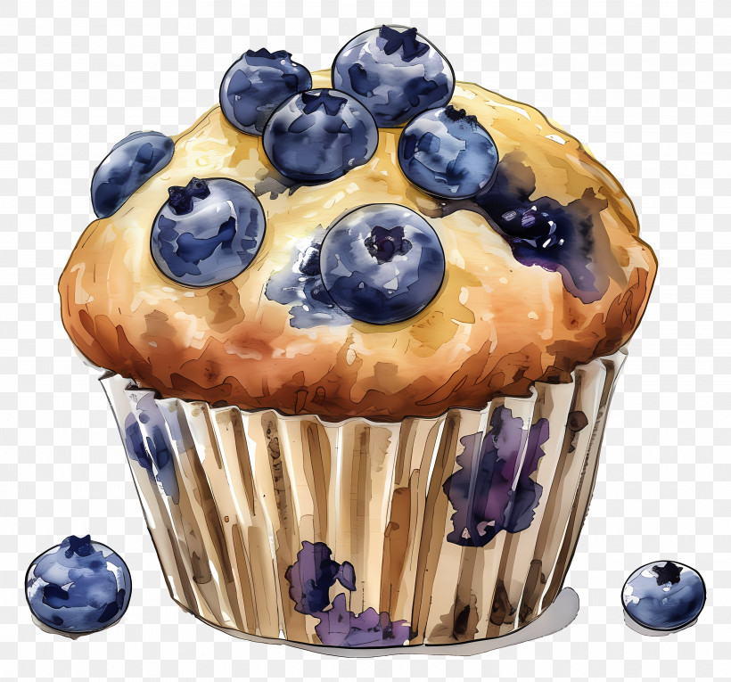 Blueberry Muffin - Watercolor Blueberry Muffin Illustration, PNG ...